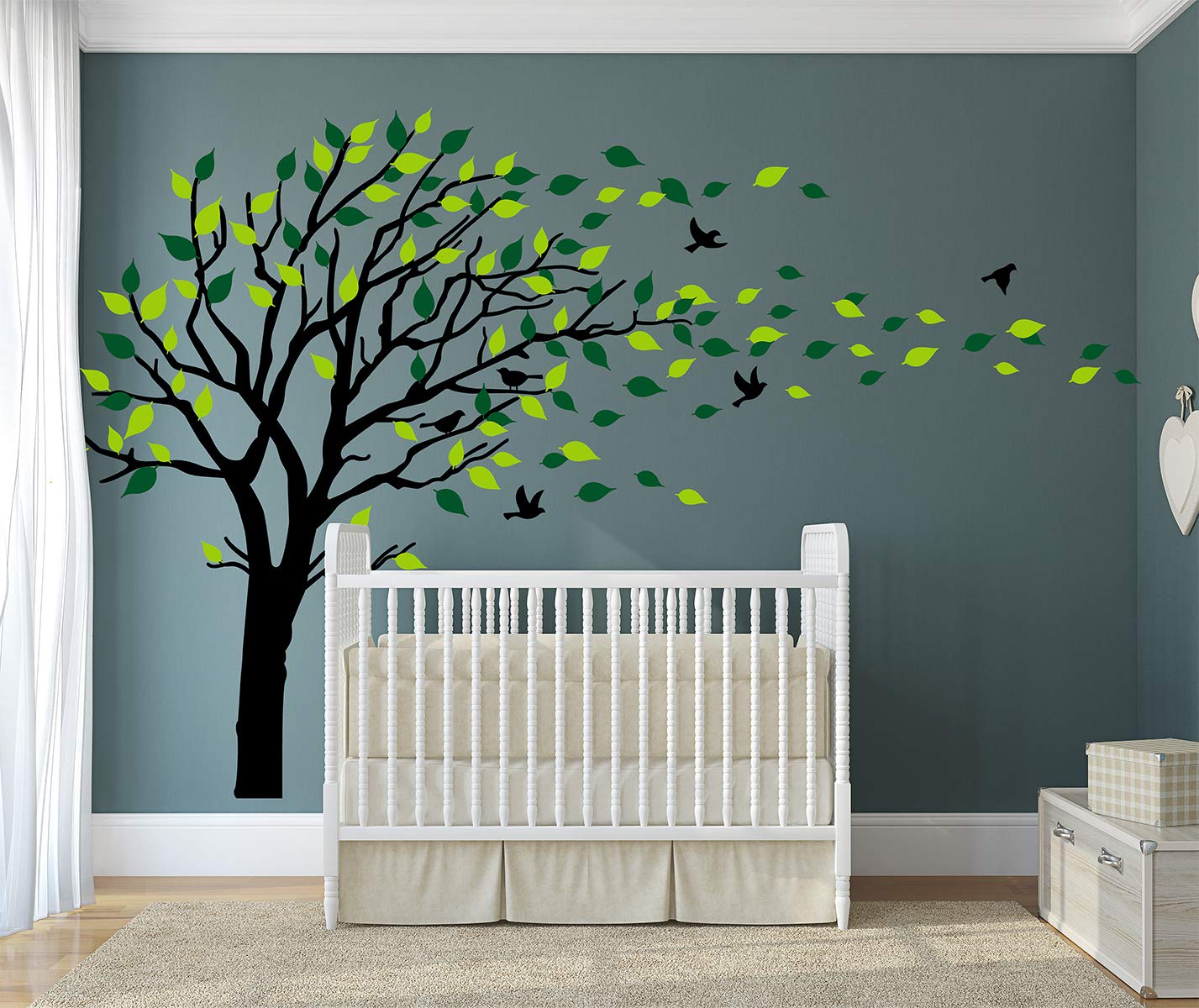 LUCKKYY Tree Blowing in The Wind Tree Wall Decals Wall Sticker Vinyl Art Kids Rooms Teen Girls Boys Wallpaper Murals Sticker Wall Stickers Nursery Decor Nursery Decals (Black)