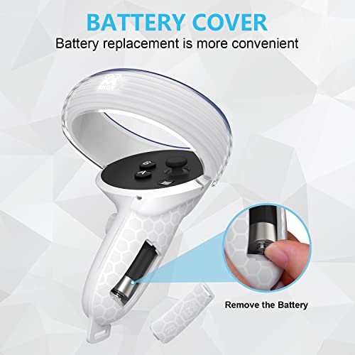AMVR for Quest 2 Accessories with Halo Protectors, Anti-Throw Hand Strap for Controller Protector with Battery Opening