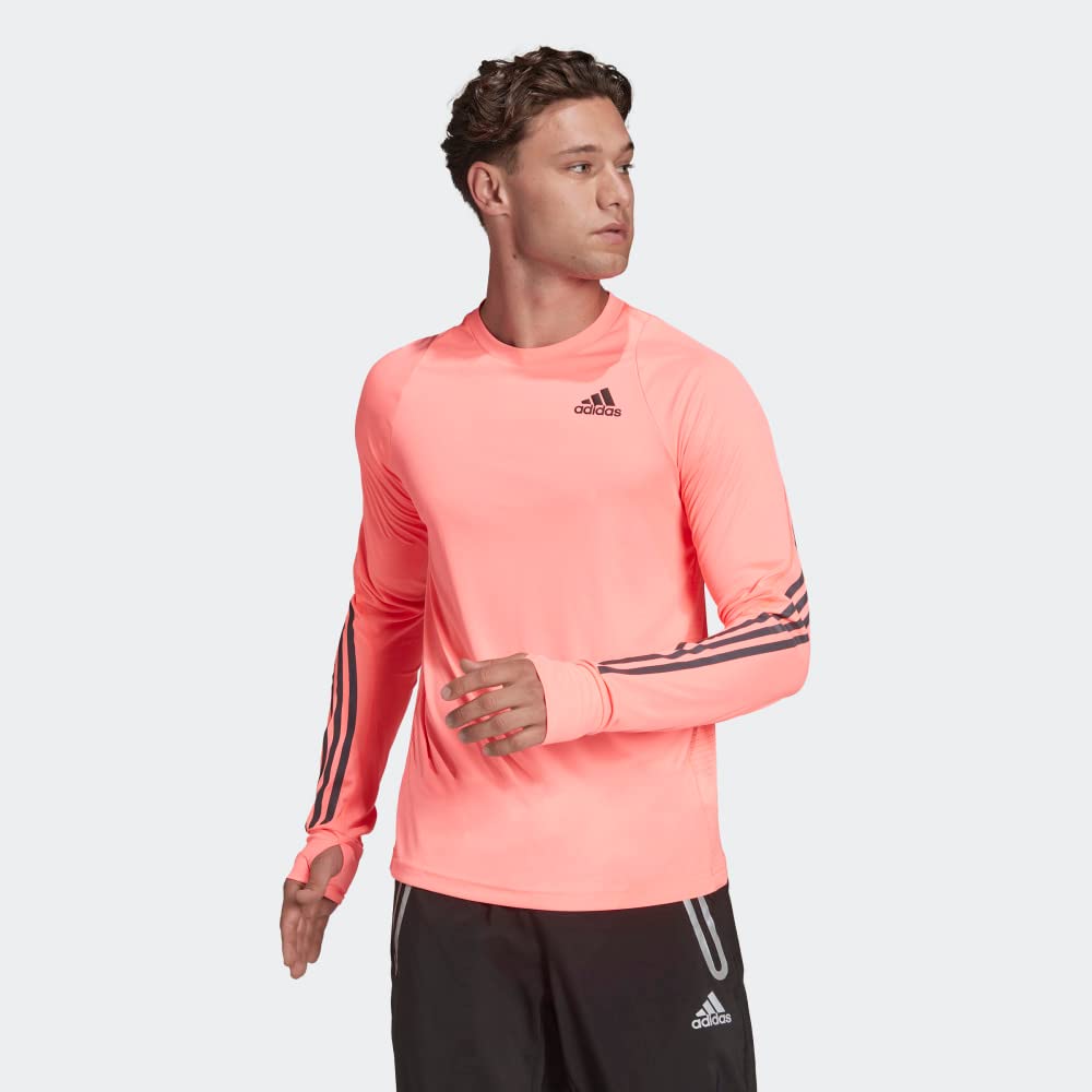 adidas Men's Run Icon Full Reflective 3-Stripes Long Sleeve, Black, X-Large