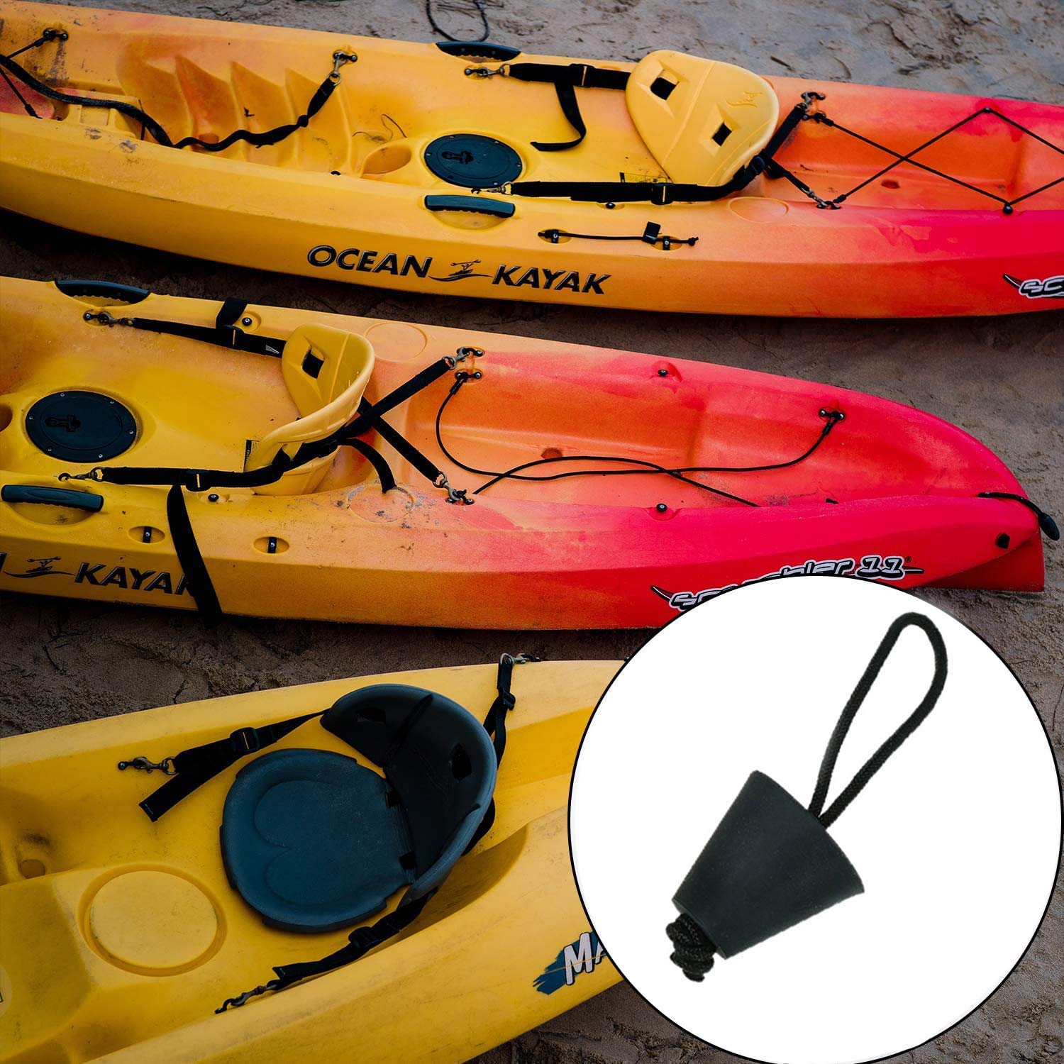 ANING 8PC Universal Kayak Canoe Marine Boat Dinghy scupper Plug,Kayak Scupper Plug Kit, Drain Holes Stopper Kit with Cord Rope