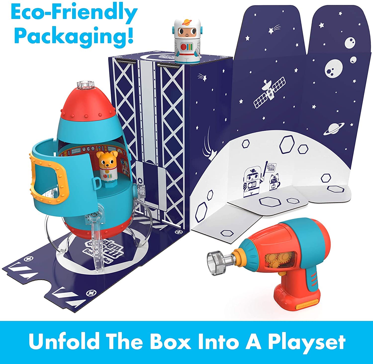 Educational Insights Design & Drill Bolt Buddies Rocket Take Apart Toy with Electric Toy Drill, Preschool STEM Toy, Gift for Boys & Girls, Ages 3+