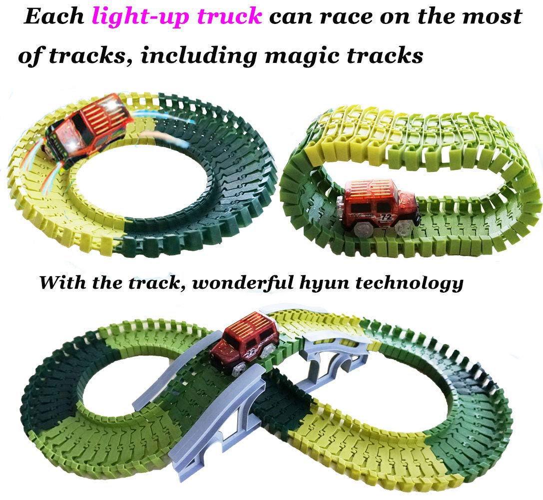 Car Track,Light Up Tracks Car(2-Pack) Glow in The Dark Racing Track Accessories Compatible with Most Tracks,Boys & Girls (style1:red+Blue)
