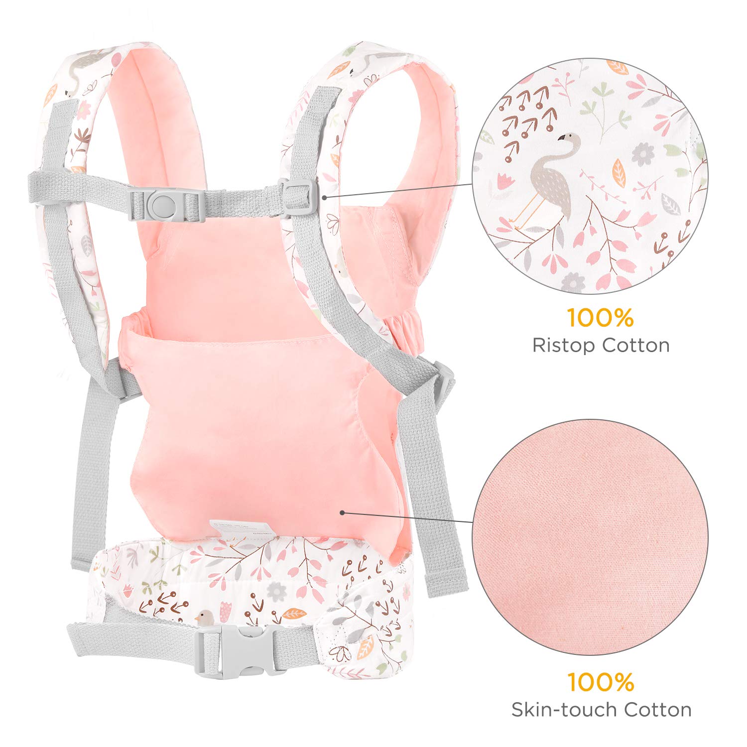 GAGAKU Baby Doll Carrier Soft Cotton Stuffed Toy Carrier Doll Accessories for Kids – Pink (Flamingo)