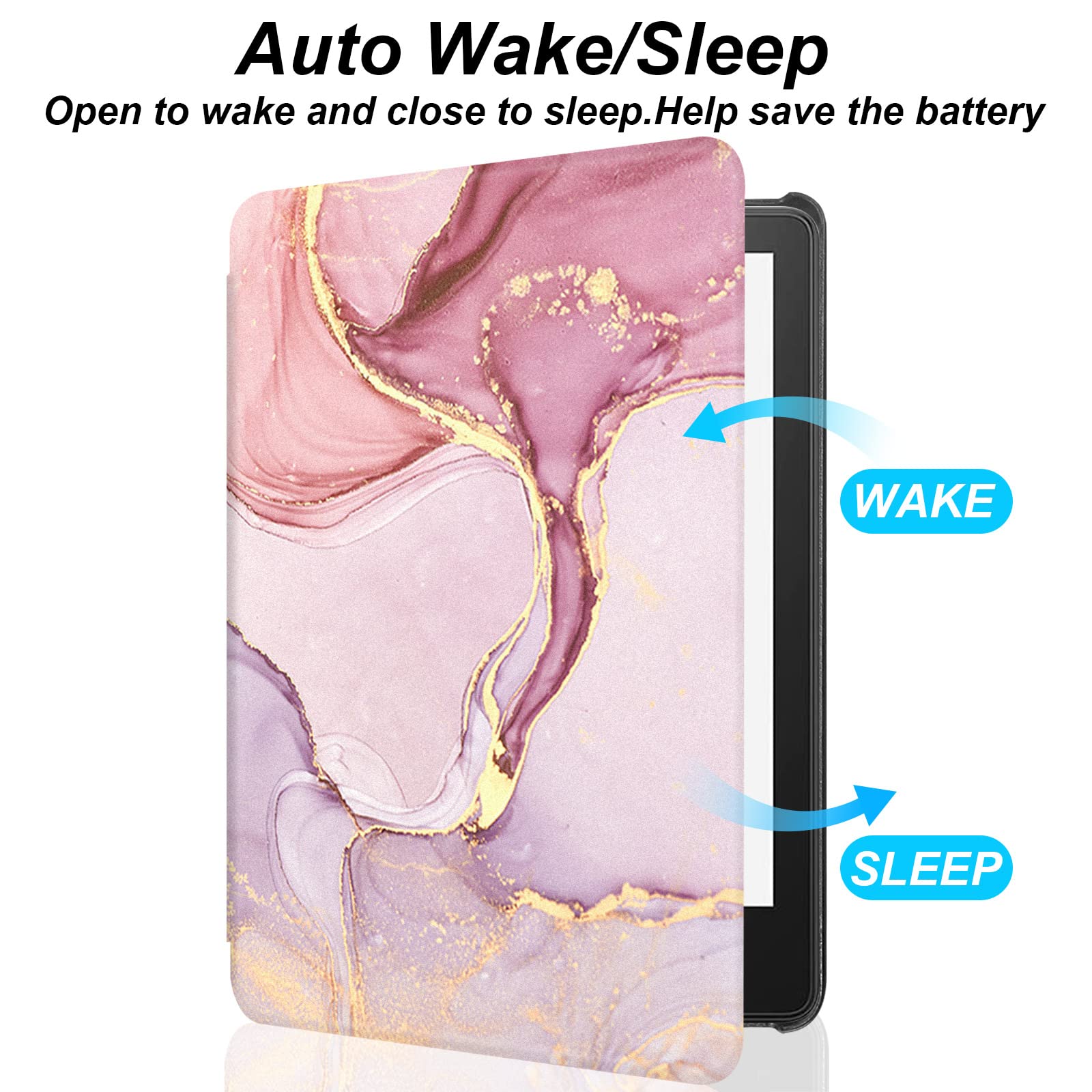 Aippdo Case for 6.8” Kindle Paperwhite 11th Generation 2021- Premium Lightweight Book Cover with Auto Wake/Sleep for Kindle Paperwhite 2021 Signature (Pink Marble)
