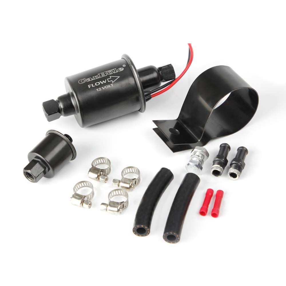 CarBole Universal Micro Electric Fuel Pump Inline Low Pressure Pump E8012S 12V, 5-9 PSI,30 GPH,5/16 Inch