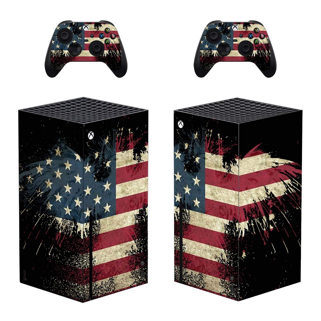 Adventure Games - US United States, Flag - Vinyl Console Skin Decal Sticker + 2 Controller Skins Set - Compatible with Xbox SERIES X