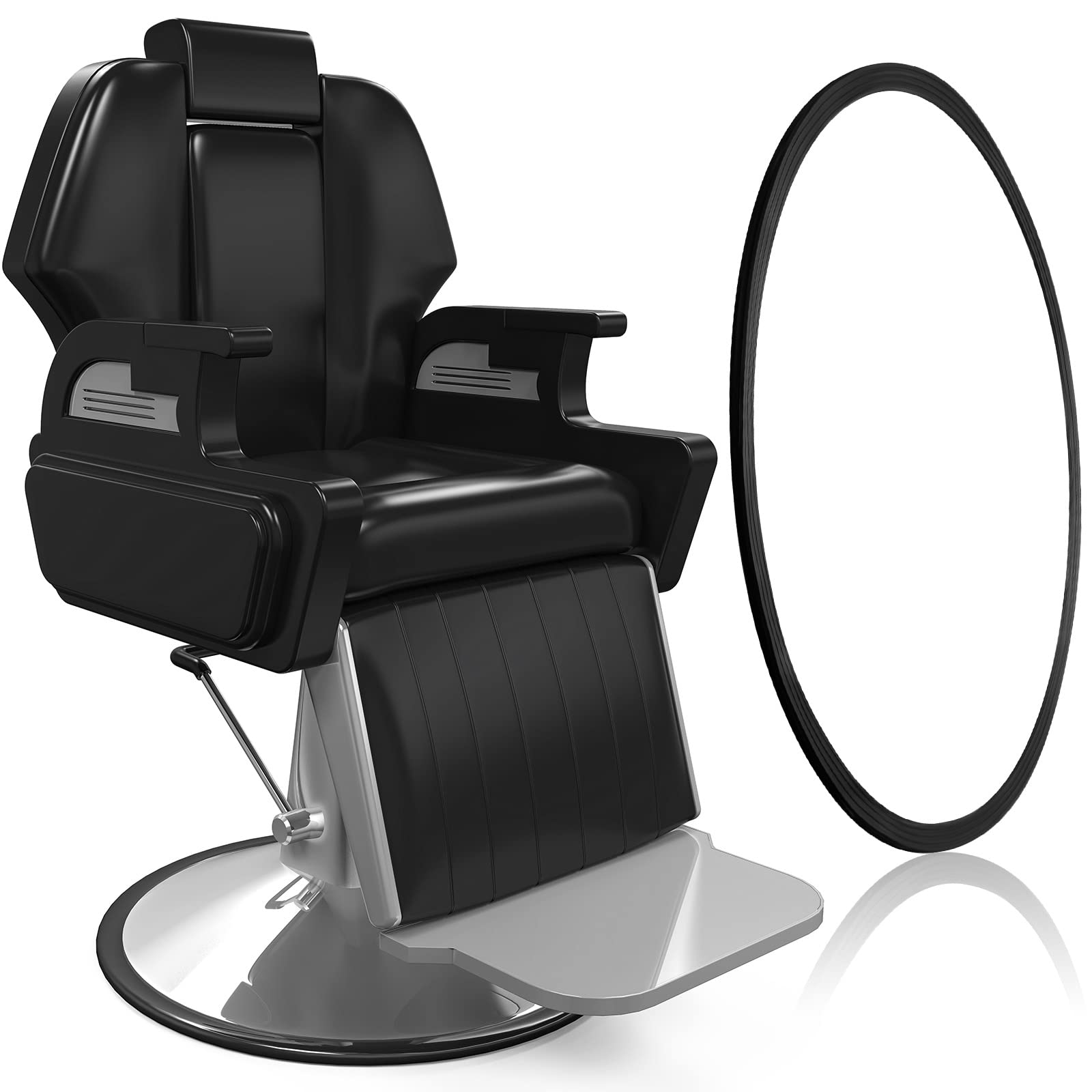 Amylove 2 Pieces Salon Chair Rubber Base Ring 22.8 Inches Salon Equipment Floor Protective Rubber Barber Styling Chair Hydraulic Black Base Ring Gasket Ring Base