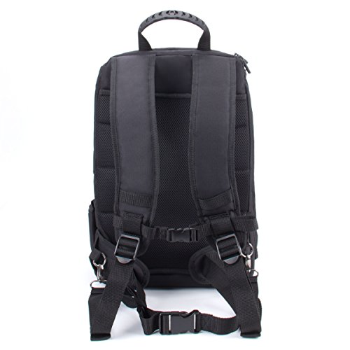 USA GEAR DSLR Camera Backpack Case - 15.6 inch Laptop Compartment, Padded Custom Dividers, Tripod Holder, Rain Cover, Long-Lasting Durability and Storage Pockets - Compatible with Many DSLRs (Blue)