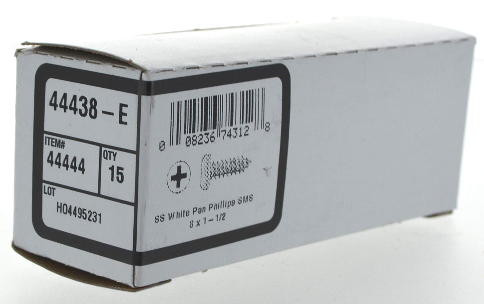 Hillman 44444 8 x 1-1/2-Inch White Pan Head Phillips Sheet Metal Screw, Stainless Steel, 15-Pack , Zinc