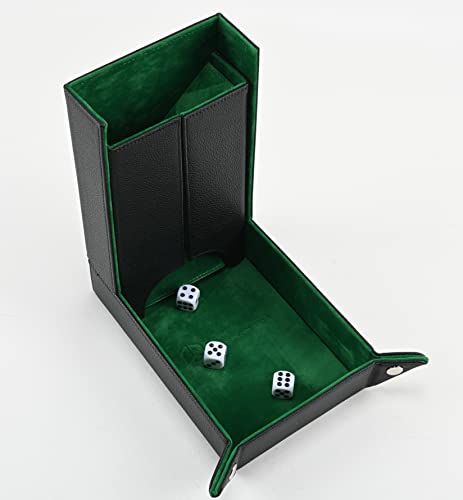Geek Therapeutics Dice Tower - DND Dice Tray, Dice Box Storage for Dice and Removable Dice Tower - 2 in 1 Dice Rolling Tray and Tower - Perfect for RPG and Tabletop Gaming (Green)