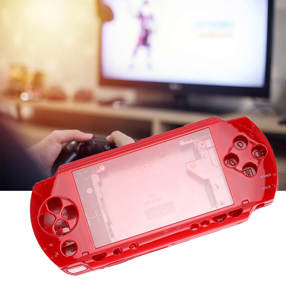 Game Console Shell, Replacement Controller Skin Game Controller Protective Case with Screwdriver, Button Kit for PSP1000 Console.(Red)