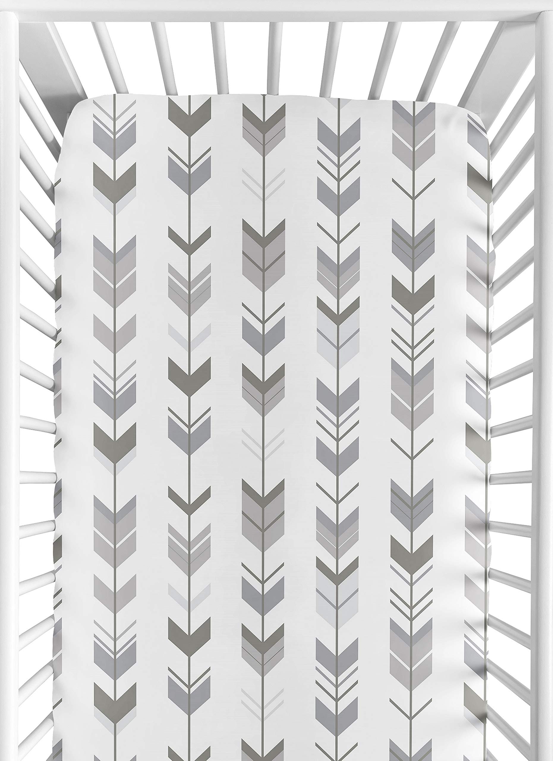 Grey and White Arrow Baby or Toddler Fitted Crib Sheet for Woodland Arrow Collection by Sweet Jojo Designs