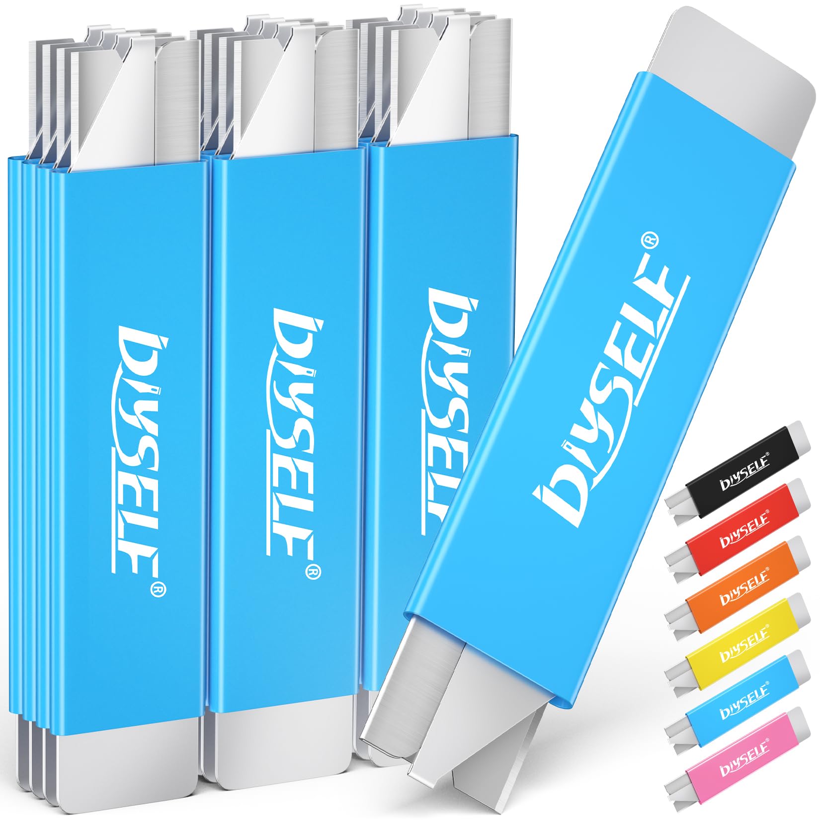 DIYSELF Box Cutters, 12 Pack Box Cutter Retractable, Box Cutter Knife with Single Edge Razor Blade, Utility Knife All Metal Shell, Box, Letter Opener for Packages, Boxes, and Paper, Work Knife for Men