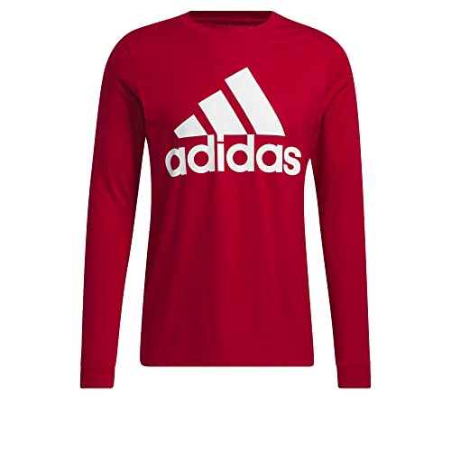adidas Amplifier Long Sleeve Badge of Sport Tee Men's, Red, Size L