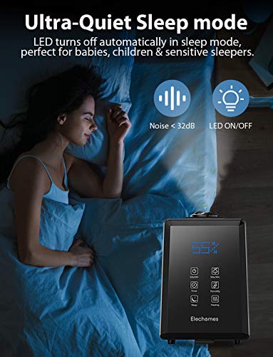 Elechomes Humidifiers for Bedroom (6L), Ultra-Quiet Warm and Cool Mist Humidifiers for Home, Baby and Plants, Customized Humidity, Sleep Mode, Timer, UC5501, Black
