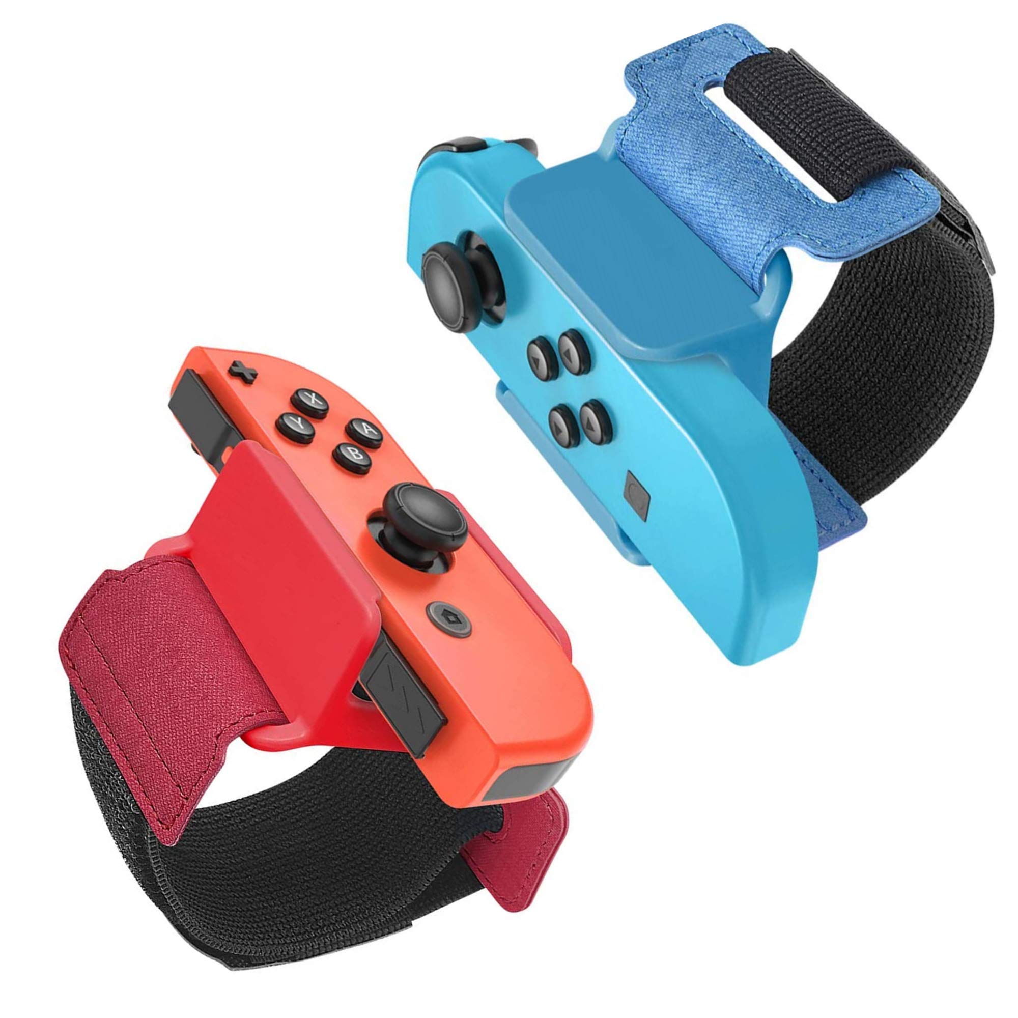 FANPL Upgrade Wrist Bands Compatible with Just Dance 2025/2024/2023/2022/2021, Adjustable Elastic Strap for Switch & OLED Model JoyCon Controller, Fit for Adults and Children,2 Pack (Blue and Red)