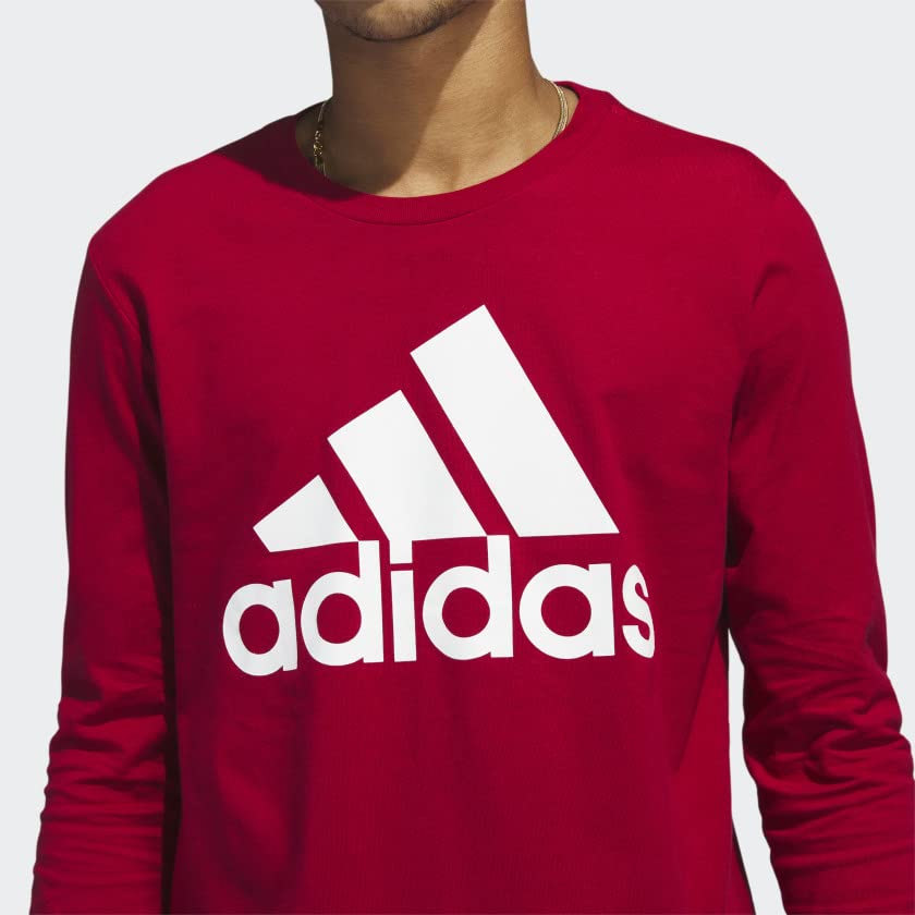 adidas Amplifier Long Sleeve Badge of Sport Tee Men's, Red, Size XL