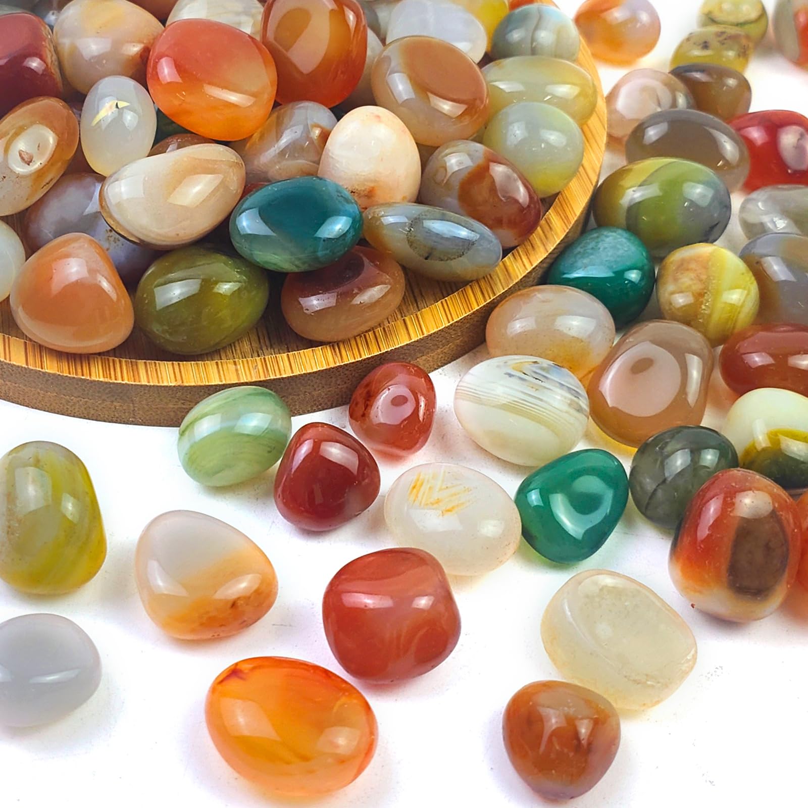 FANTIAN Natural Polished Decorative Colorful Pebbles - 2lb Colorful Agate Stones for Landscape Decoration. 0.4-0.8 Inch, Suitable for Home Decoration, DIY Handmade, Decorative Fish Tanks, Vase Filler