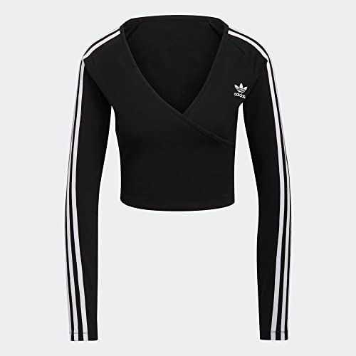 adidas Originals Women's Adicolor Classics Cropped Long Sleeve, Black, Large