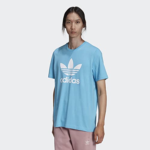 adidas Originals Men's Adicolor Classics Trefoil Tee, Sky Rush/White, Large