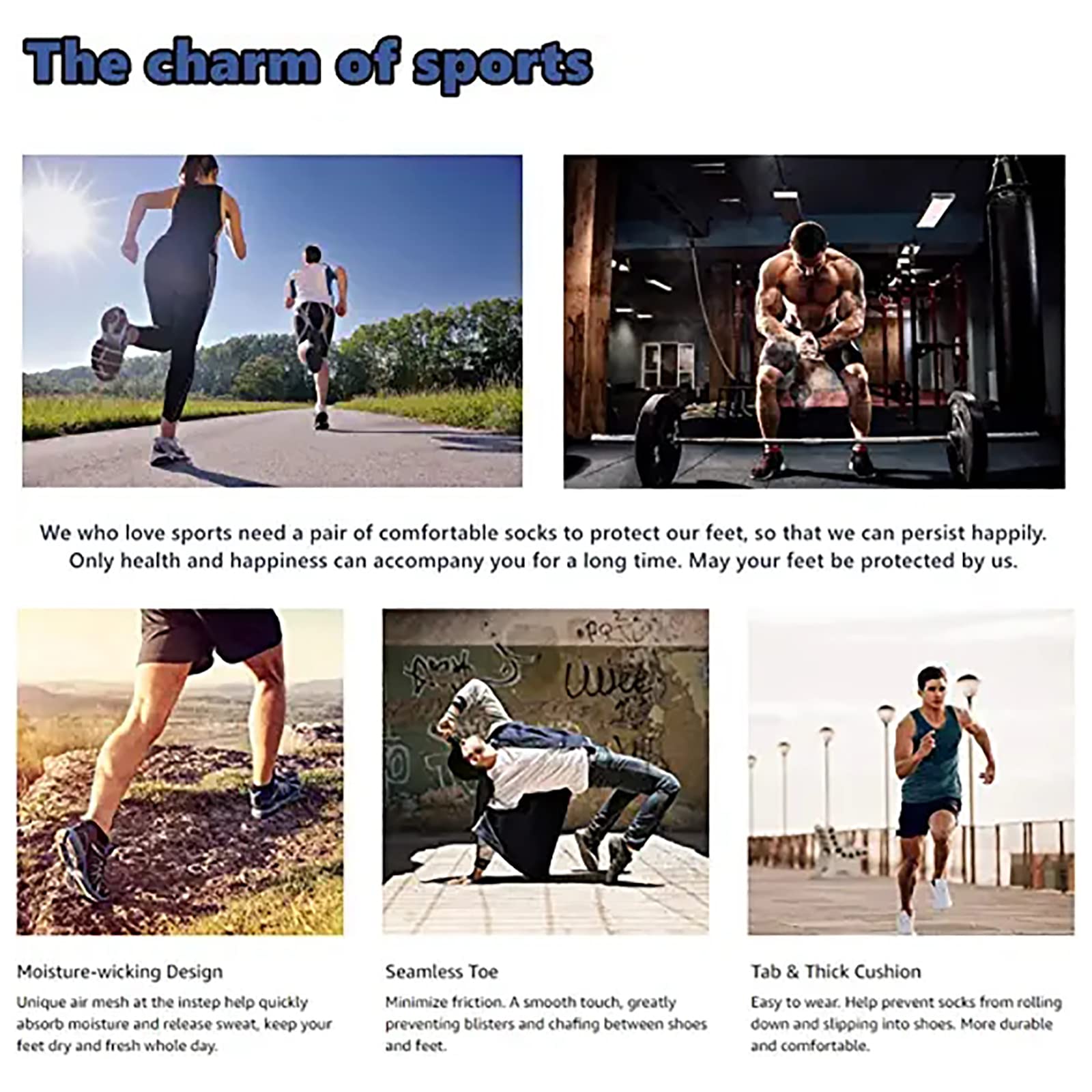 Ankle Socks for Men Women Black Football High Socks Copper Compression Socks Knee High White Socks 6 Pairs