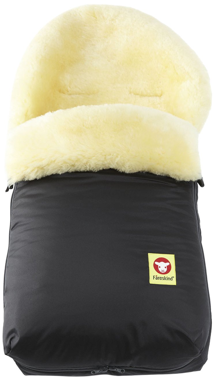 Fareskind Baby Go Cozy Sheepskin Bunting Bag, Black, 0-12 Months