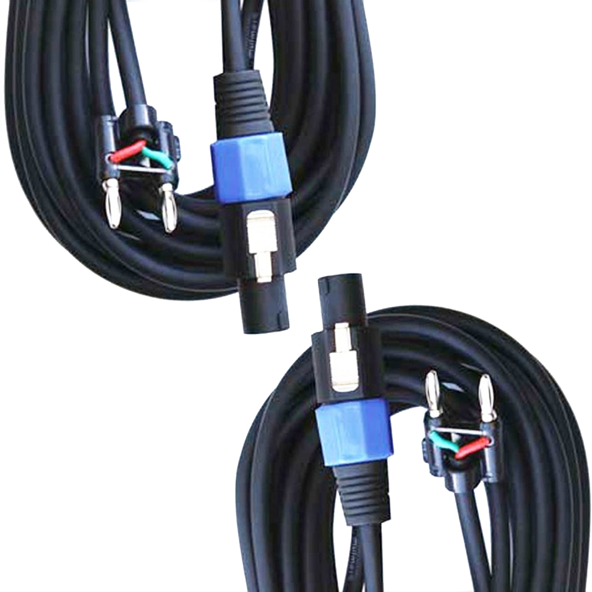 EMB Professional 2 PACKS of BTS-12G50F - 50FT 12 Gauge Banana To Speakon Heavy Duty Speaker Cables