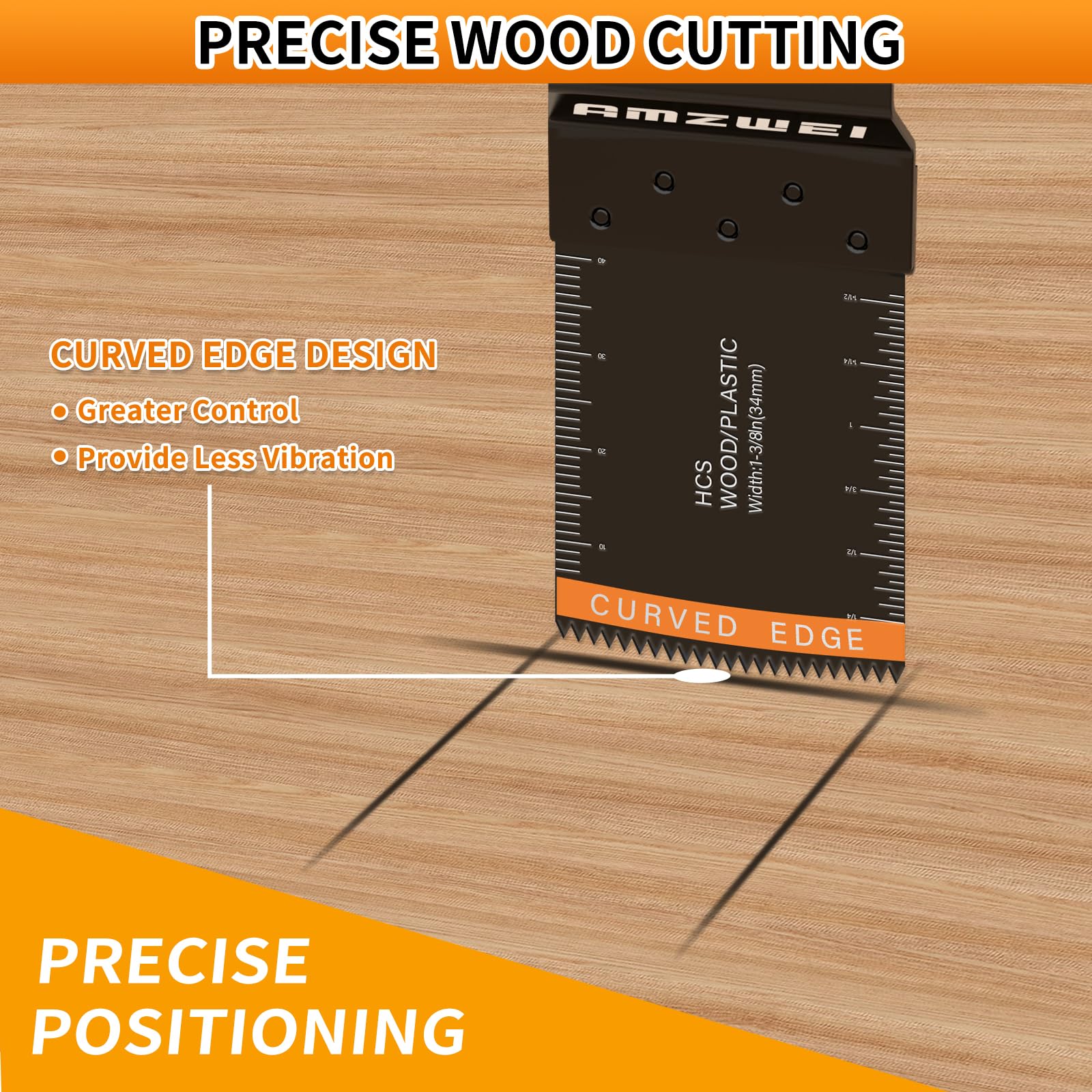 AMZWEI 50PCS Multi Tool Blade Kits, Professional Titanium Oscillating Tool Blades for Metal, Wood, Plastic, Curved Edge Oscillating Saw Blades Compatible with Dewalt Milwaukee Ryobi Rockwell Fein