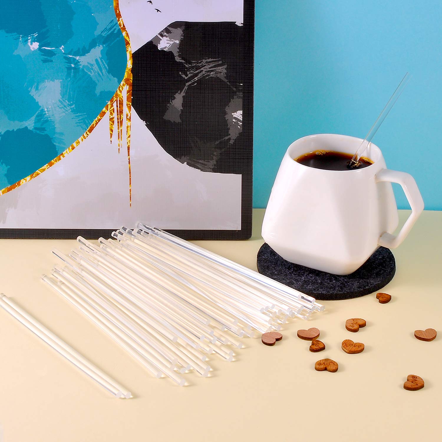 Aenoyo 6 Inch Acrylic Lollipop Sticks Clear Acrylic Rods for Cake Pops Candy (100 Pieces)
