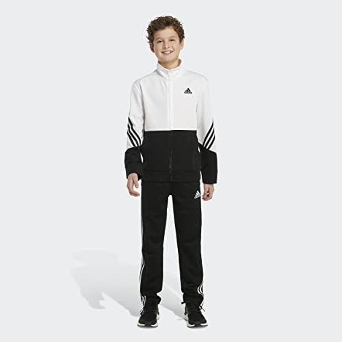 adidas Boys' Zip Front Iconic Tricot Jacket, Bright White, Large (14/16)