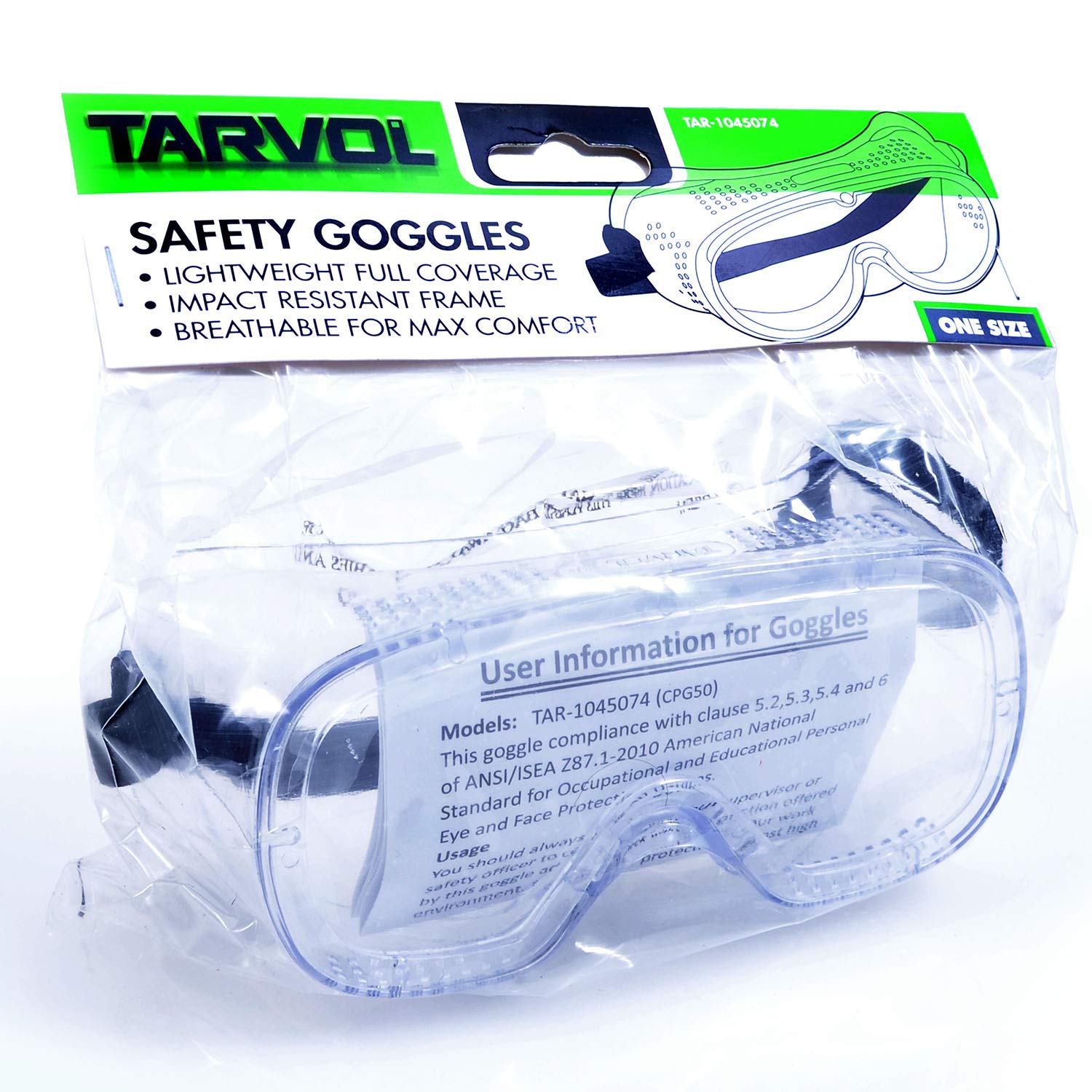 Tarvol Protective Safety Glasses (Heavy Duty Industrial Strength) Crystal Clear & Anti-Fog Design - High Impact Resistance - Perfect Eye Protection