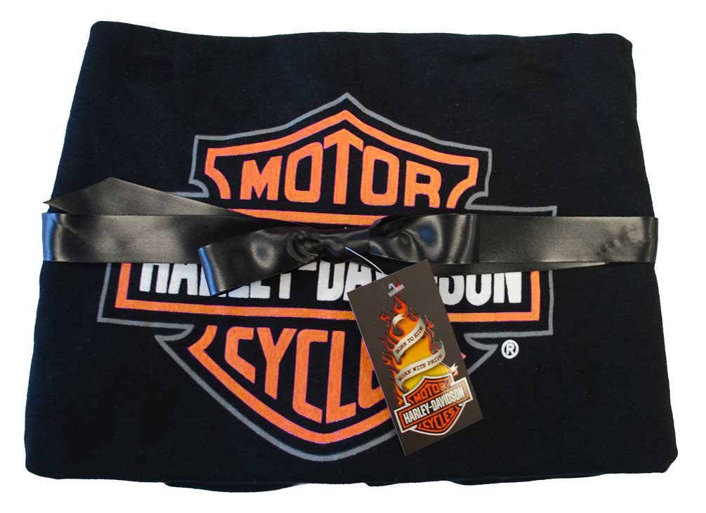 Harley-Davidson Baby Boys' Bar & Shield Receiving Blanket, Black/Orange 0150096