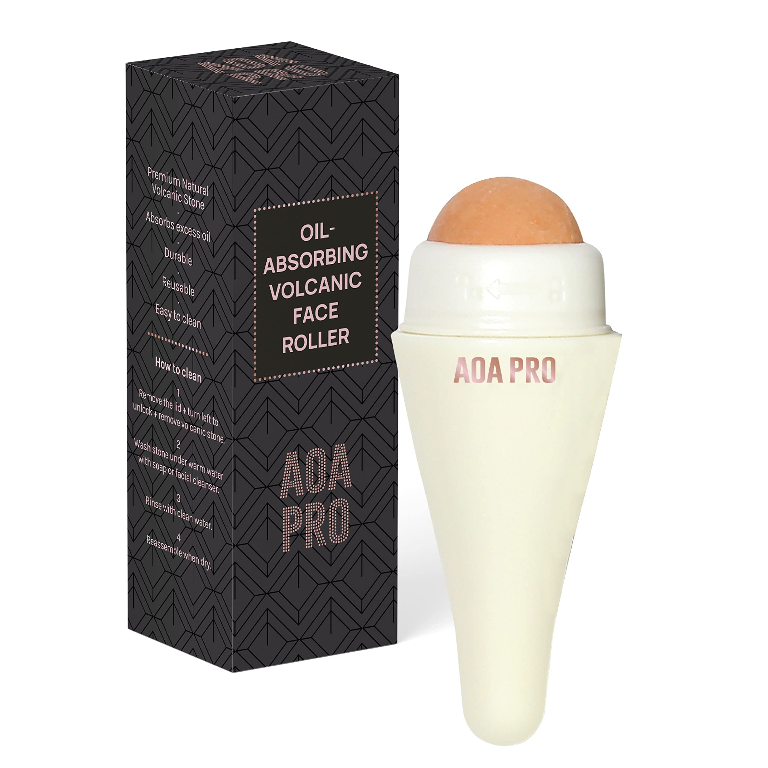 AOA STUDIO Face Roller for Oil-Absorbing Volcanic Face Roller Reusable Facial Skincare Tool Face Massage (Black)
