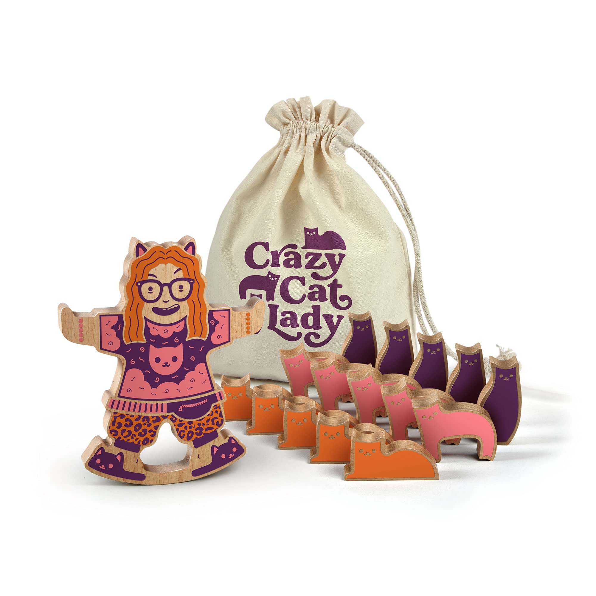 Genuine Fred, Crazy CAT Lady Wooden Balance Game, Assorted
