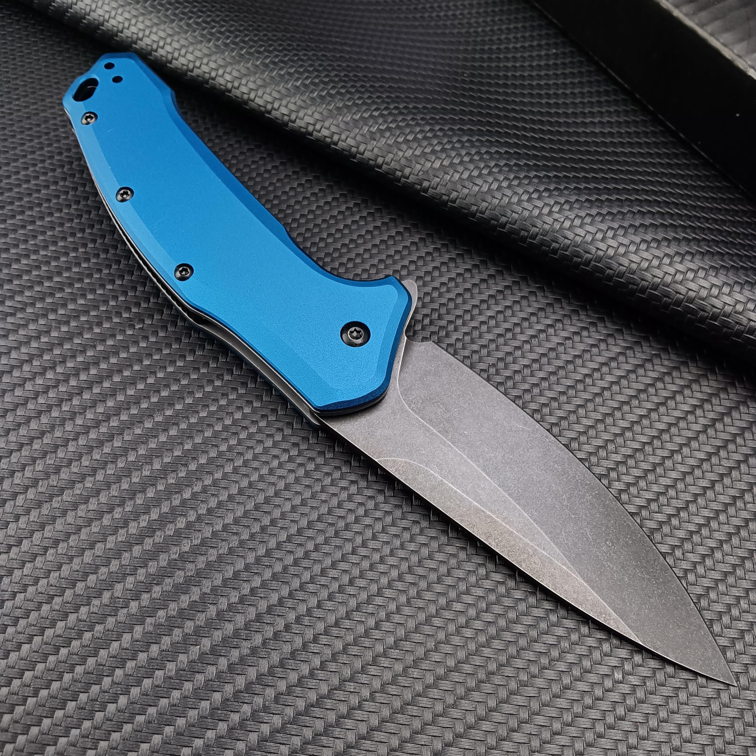 Blue Pocket Knife，3.15" 9Cr13Mov Steel Blade and T6 Aluminium Handle，SpeedSafe Assisted Flipper Folding Knife with Reversible Pocketclip，EDC Liner Lock Knife for Hunting