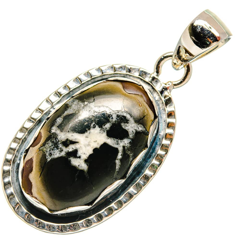 Ana Silver Co Septarian Geode Pendant 1 3/4" (925 Sterling Silver) - Handmade Jewelry, Bohemian, Vintage PD25602