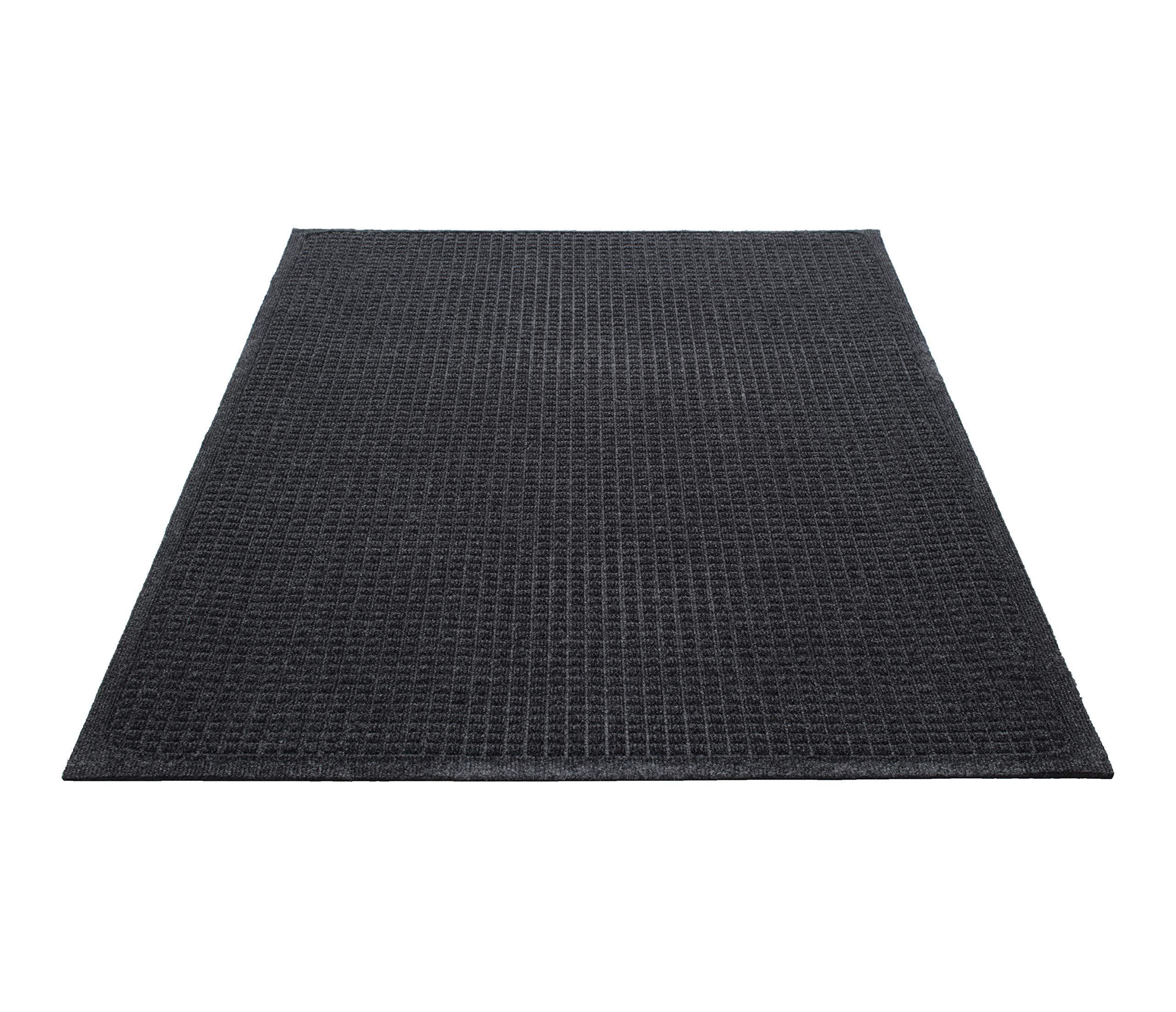 Guardian Floor Protection EGDFB030504 EcoGuard Diamond Indoor Wiper Floor Mat, Recycled Plactic and Rubber, 3" Length, 5' Width, Charcoal Black