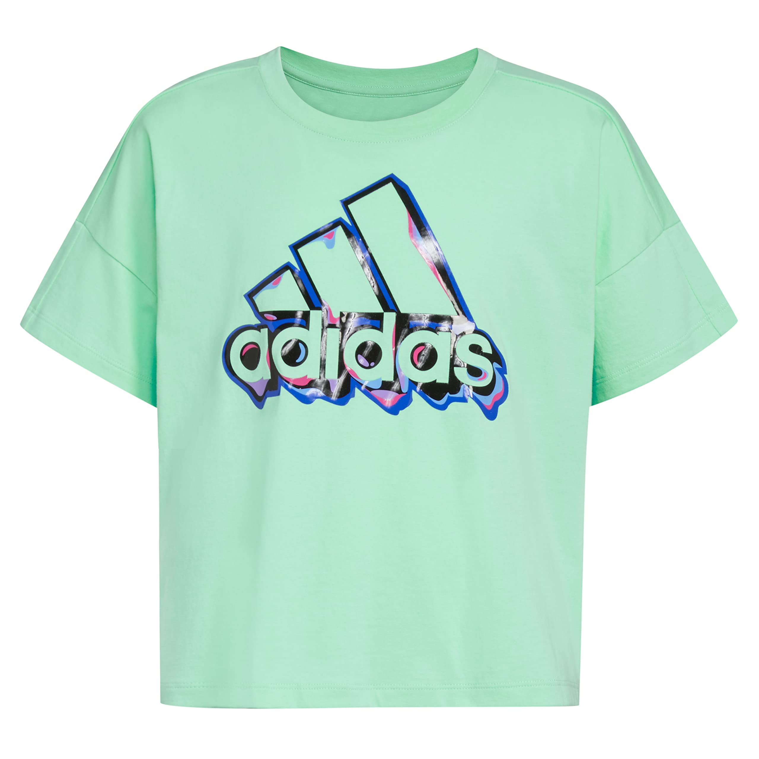 adidas Girls' Toddler Short Sleeve Loose Boxy Tee, Easy Green, 3T