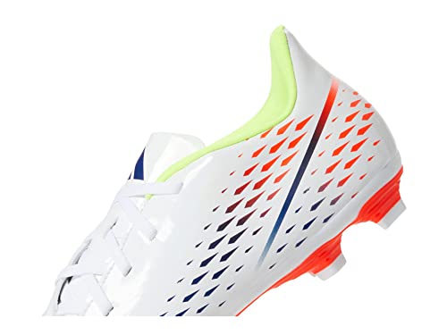 adidas Unisex Edge.4 Predator Flexible Ground Soccer Shoe, White/Solar Yellow/Power Blue, 9.5 US Men