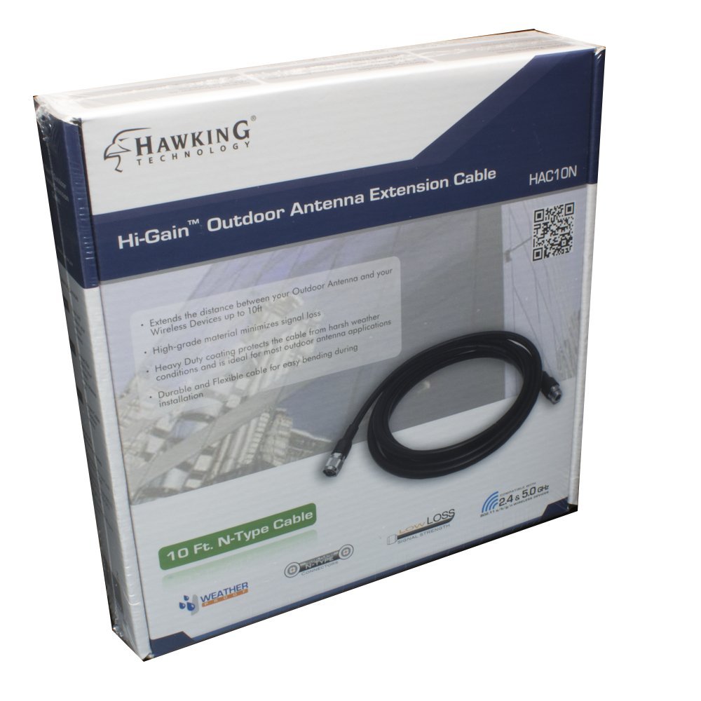 Hawking Technology Hi-Gain Wireless Outdoor 10-Feet Antenna Extension Cable (HAC10N)