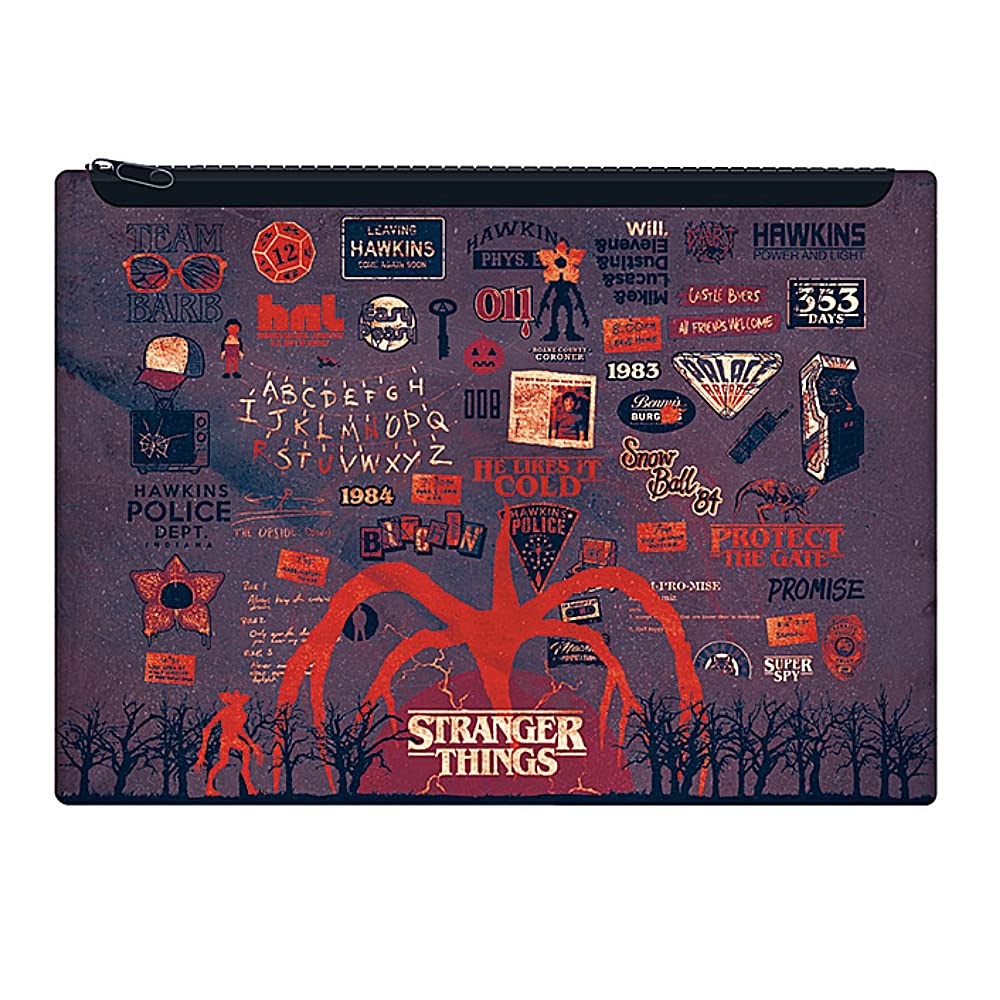 Stranger Things Pencil Case (Upside Down Design) 18cm x 25cm Extra Large Pencil Case for Pencils and Stationery, Great Stranger Things Gifts - Official Stranger Things Merchandise