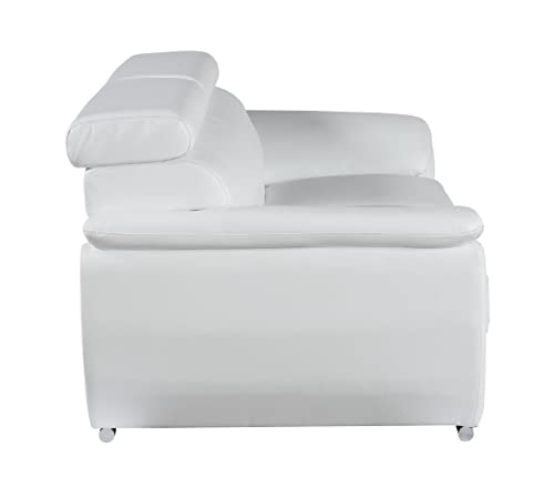 Blackjack Furniture 4571 Veal Collection 2 Piece Genuine Leather Sofa Set for Living Room, Modern Couch and Loveseat with Lumbar Support and Large Adjustable Headrests, 2+3 Seater, White