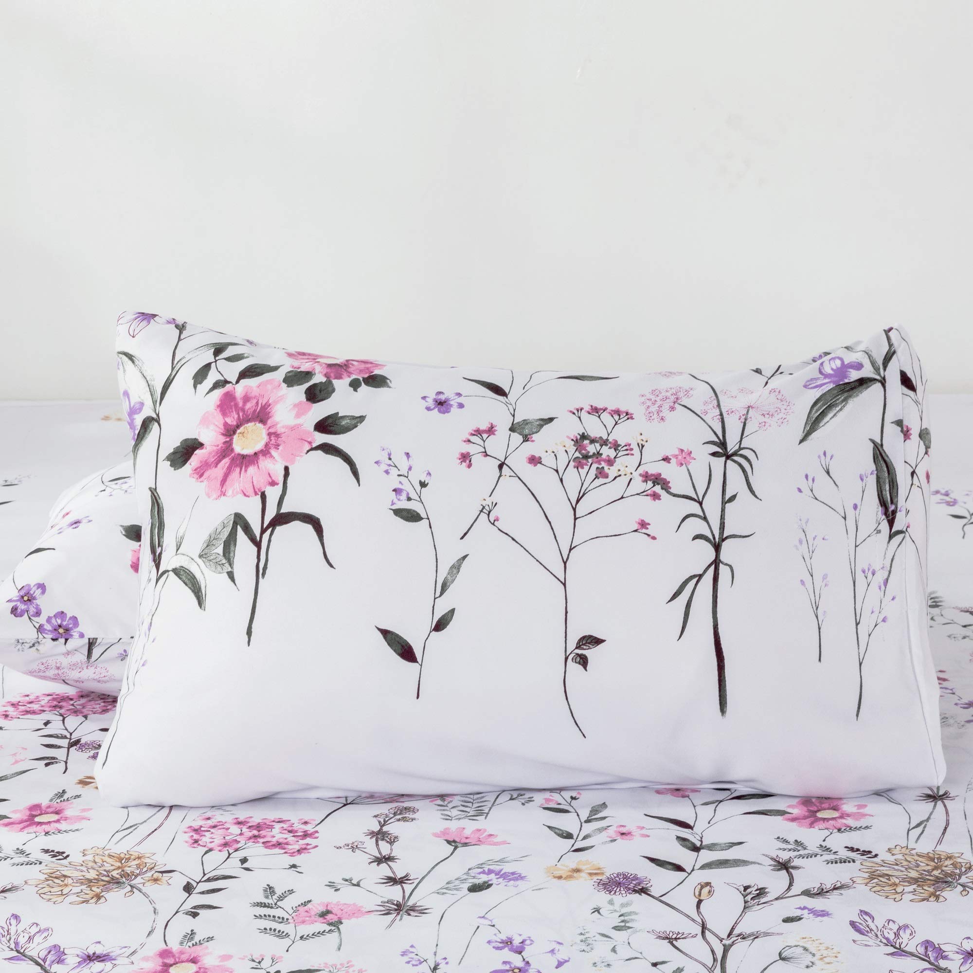 Carisder Full/Queen Duvet Cover Set Floral Soft White Comforter Cover Set 3 Pieces Bedding Sets (Floral Queen)