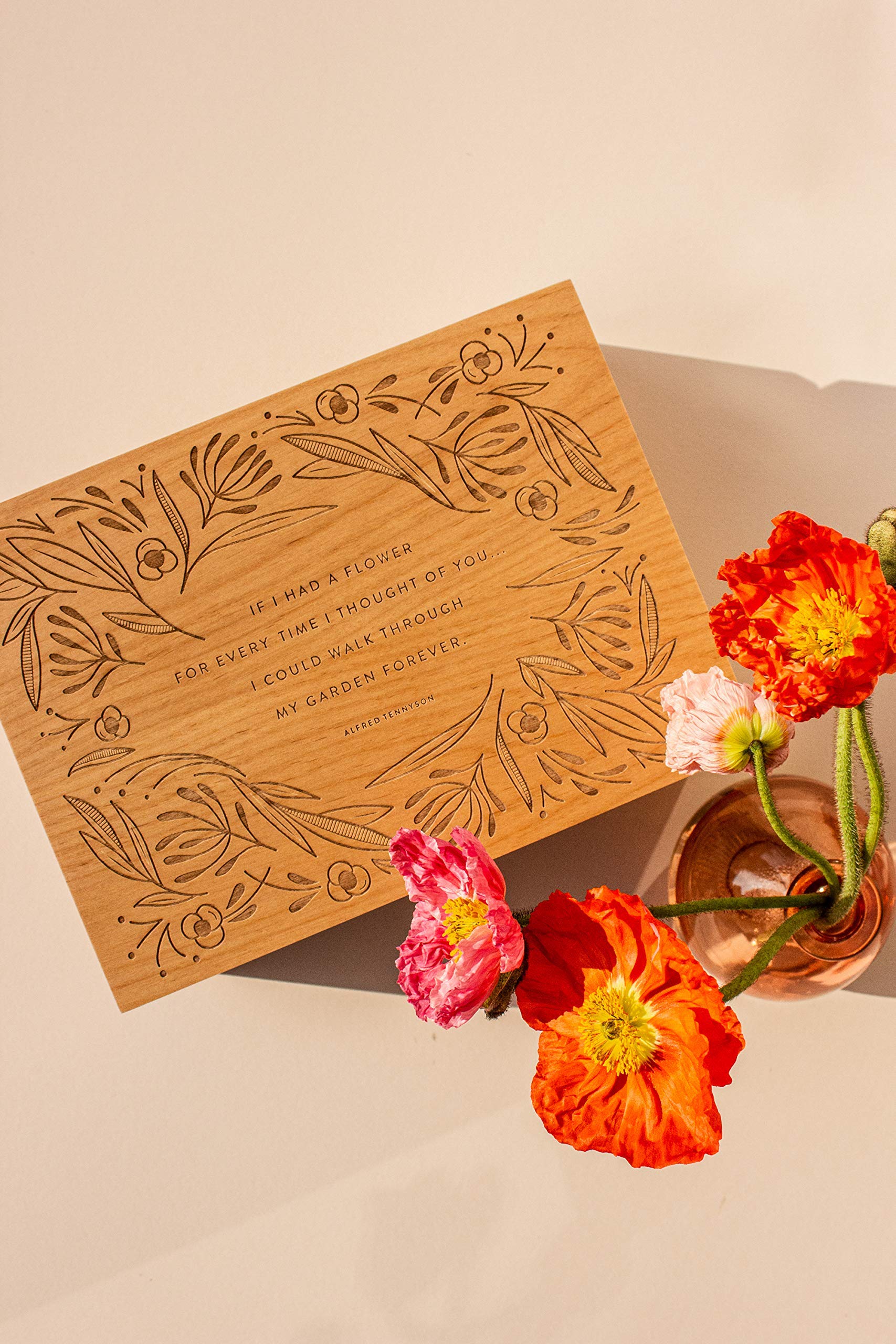 Garden Of Flowers Alfred Lord Tennyson Quote Wood Keepsake Box [Personalized Custom Gifts, Anniversary, Wedding, Baby, Memory]