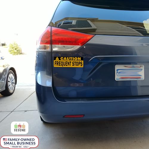 TOTOMO Caution This Vehicle Makes Frequent Stops Magnet 10"X3.5" Reflective Magnetic Safety Warning Sign Sticker for Carrier delivery Car Amazon Flex Driver (2 Pack)