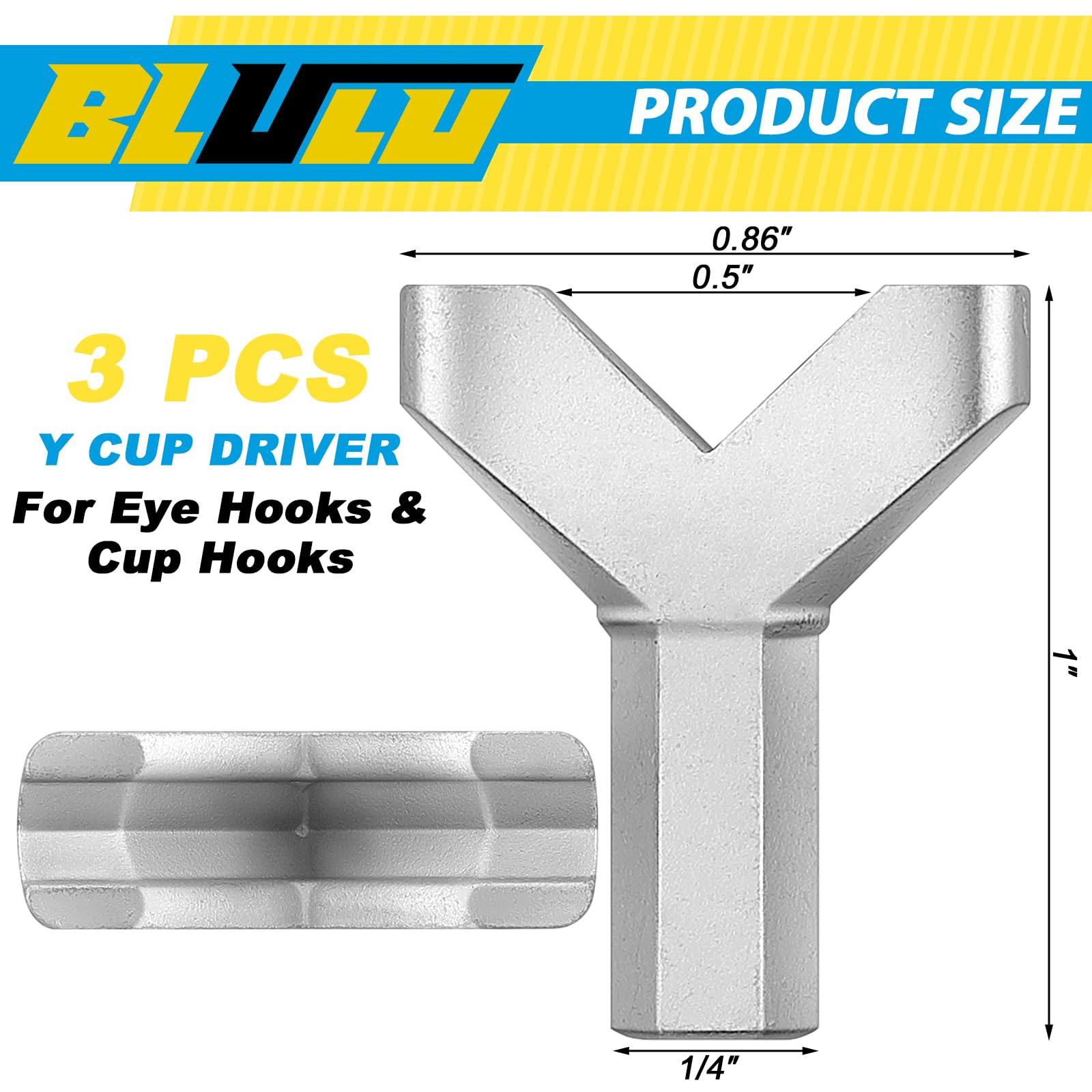 Blulu 3 Pcs Hooks Driver Y shape Cup Hook Installer and Remover Wing Nut Driver Cup Hook Screw Driver For Christmas party hanging Decoration Screw Hooks Wall Ceiling Installing