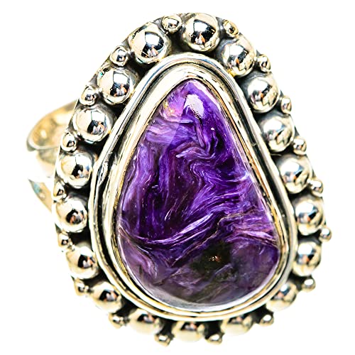Ana Silver Co Charoite 925 Sterling Silver Ring Size 6.25 - Handmade Jewelry, Bohemian, Vintage RING119008