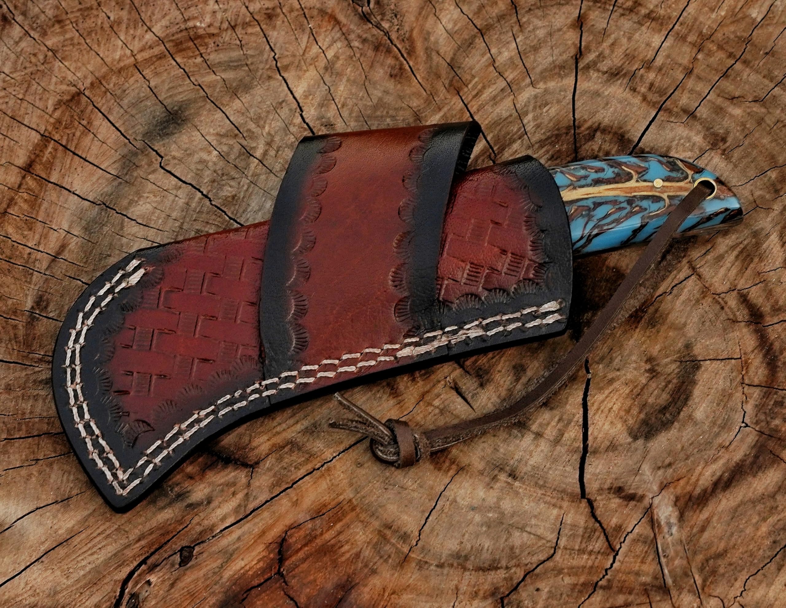 BE BREAK EDGE Handmade Steel Lineman’s Hawkbill knife with Leather sheath,Wire Skinning knife,Heavy Duty Utility knife, Fixed blade Full Tang Electrician knife for professional,(Bison Horn Handle)