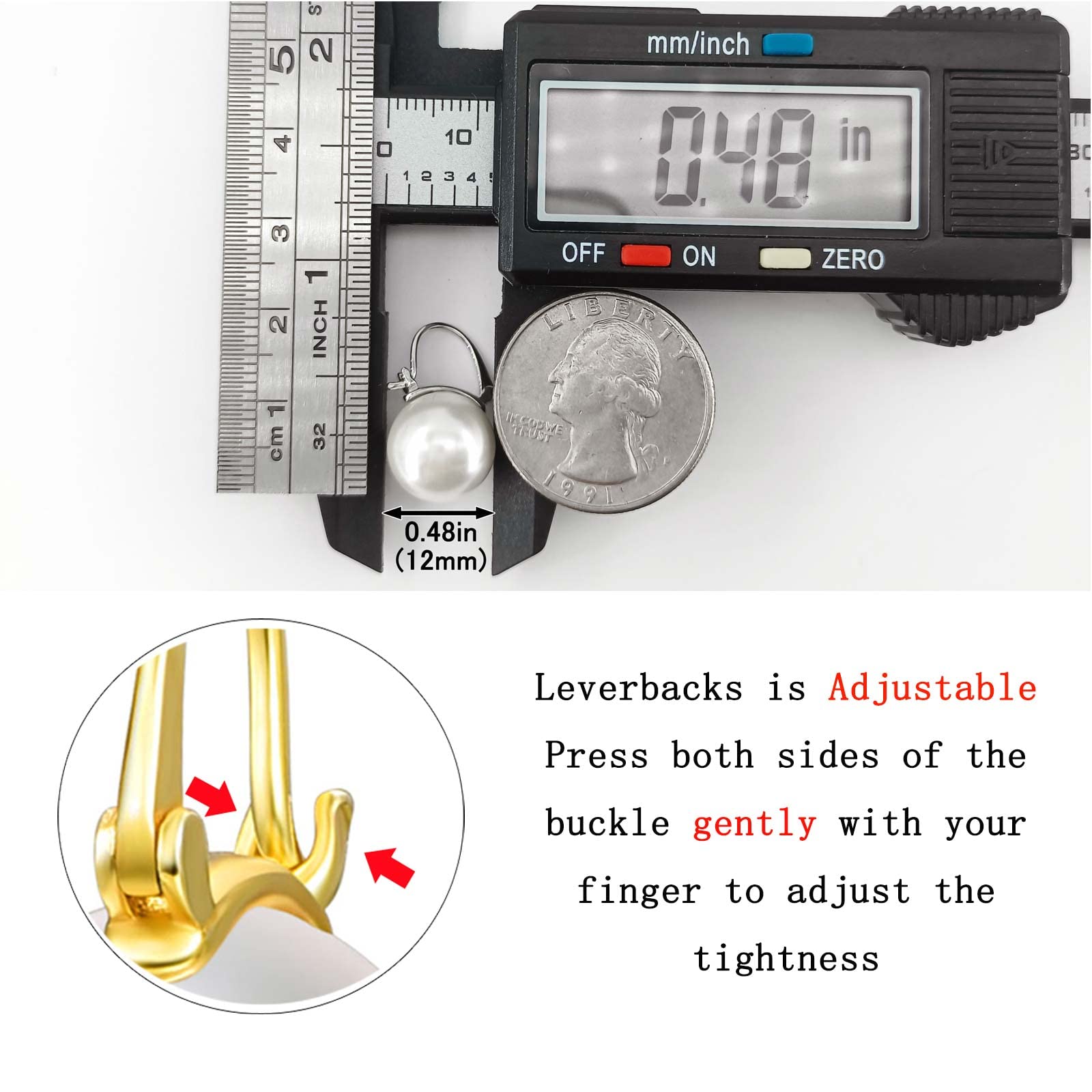 925 Sterling Silver Pearl Earrings for Women Dangle Pearl Drop Earrings Huggie Gifts for Mother Her (Silver)