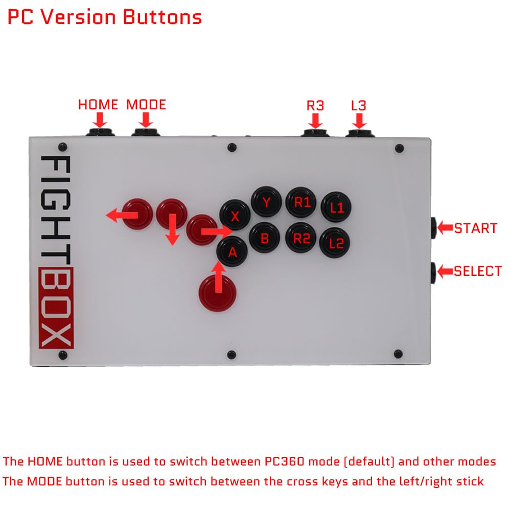 FightBox F1-PC-B All Buttons Leverless-Style Arcade Joystick Fight Stick Game Controller For PC Sanwa OBSF-24 30
